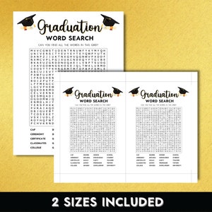 Printable Graduation Party Word Search, College, High School Graduate ...