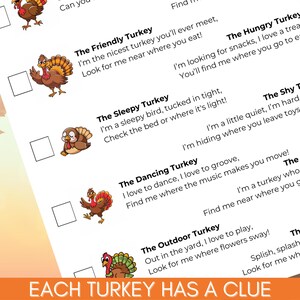 Turkey Hunt Game, Thanksgiving Scavenger Hunt, Kids Thanksgiving ...