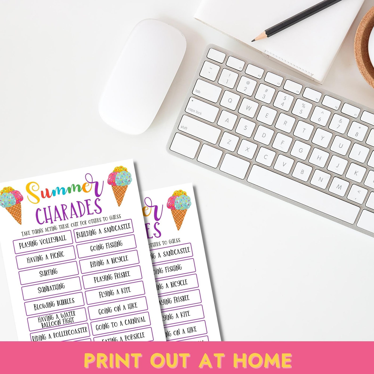 Summer Charades Game, Printable Activities, Pool Party, Family Fun, End ...