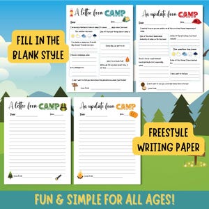 Printable Camp Letter Set, Summer Camp Stationery for Kids, Editable ...