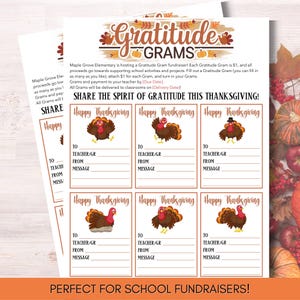 Thanksgiving Gratitude Gram Fundraiser Flyer Template, Editable Candy ...