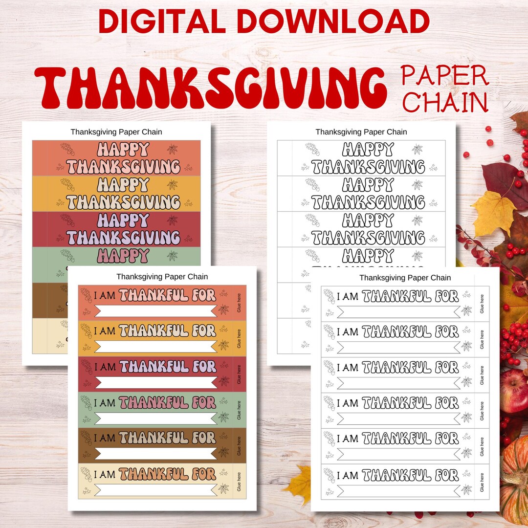 Thanksgiving Paper Chain, Gratitude Activity, Family Fun, Holiday ...