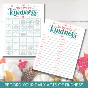 30 Days of Kindness Calendar, Thanksgiving Countdown, Acts of Kindness ...