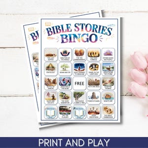 Bible Story Bingo - Printable Bible Games - Sunday School Activity ...