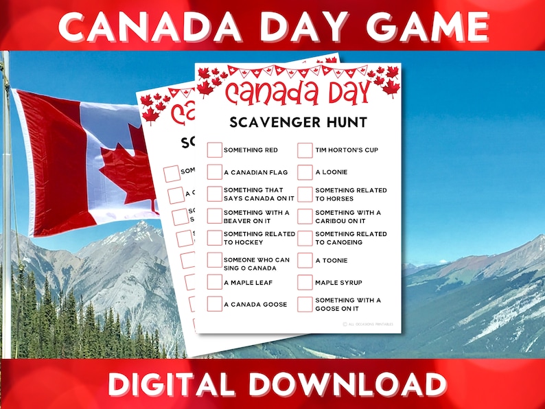 Canada Day Scavenger Hunt Game Printable Instant Download - Etsy