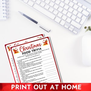 Christmas Food Trivia Quiz, Printable Game, Digital Download, Party ...