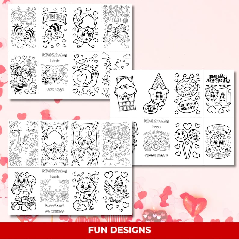Valentine Mini Coloring Books Printable, Print and Fold Activity for ...