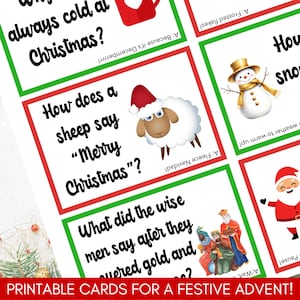 Christmas Joke Advent Cards, Fun Countdown to Christmas, 40 Printable ...