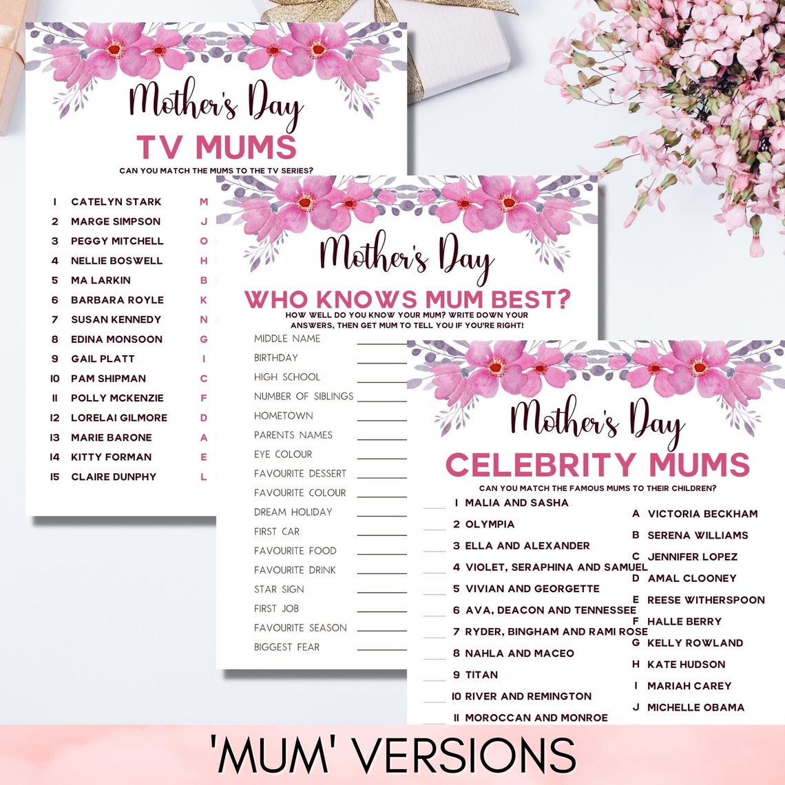 Printable Mother's Day Games Bundle Mother's Day - Etsy