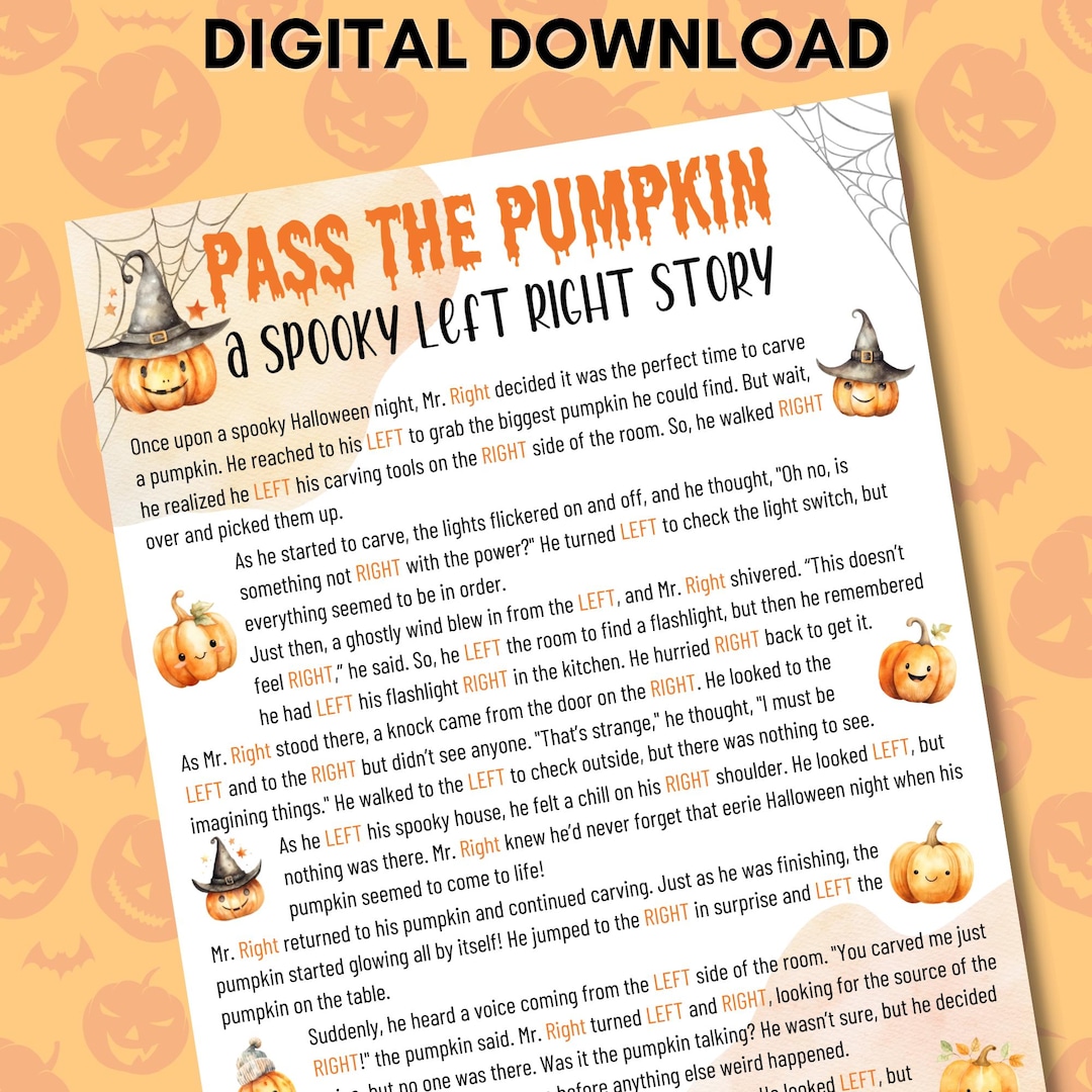 Pass the Pumpkin Game Printable, Halloween Party Activity for Kids ...