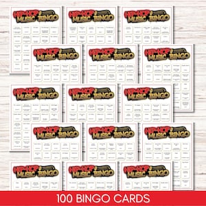 Hip Hop Bingo Game - Printable Music Bingo Cards - Fun Party Activity ...