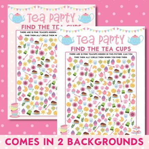 Tea Party Printable Find the Tea Cups Game, Girls Birthday Party ...