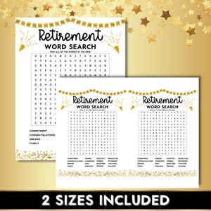 Printable Retirement Party Word Search Game, Icebreaker, Work Party for ...