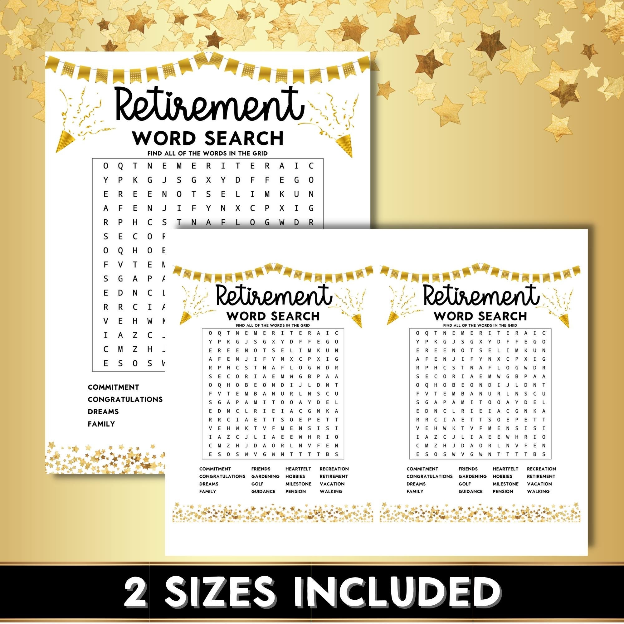 Printable Retirement Party Word Search Game Icebreaker Work - Etsy