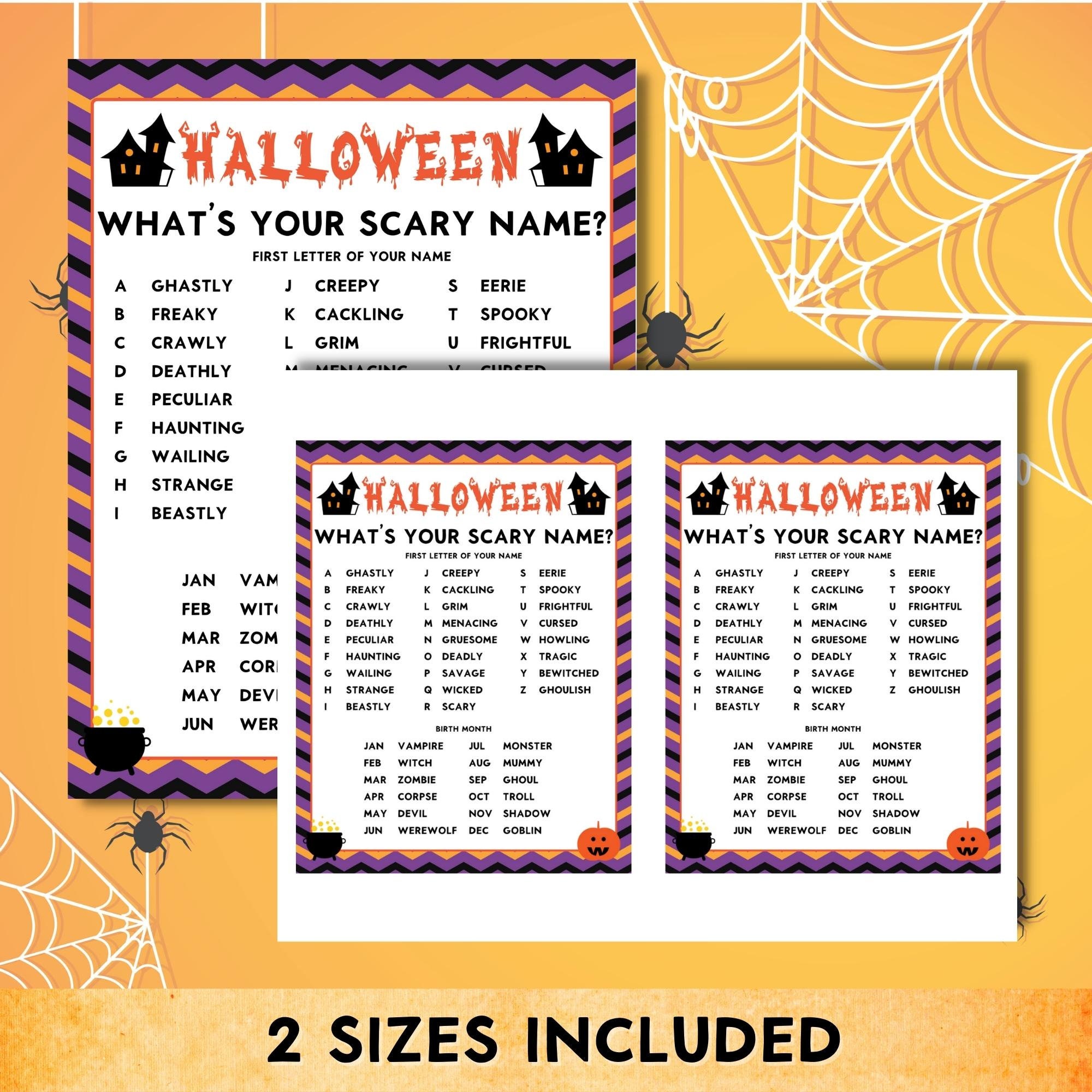 Printable Halloween What's Your Scary Name Activity Party - Etsy