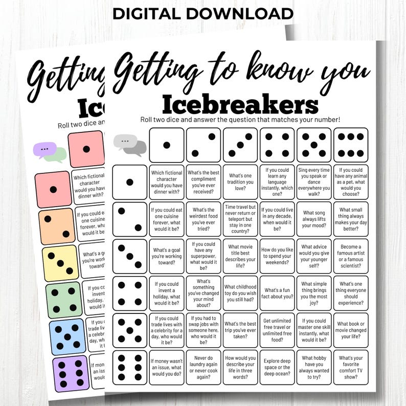 Get to Know You Dice Game – Fun Icebreaker Questions, Team Building ...