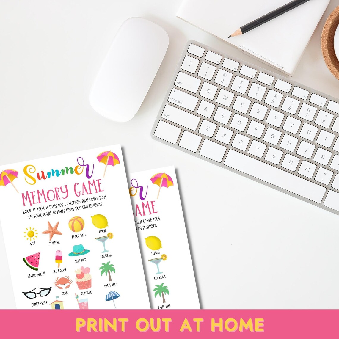 Summer Memory Game, Printable Activity, Pool Party, Family Fun, End of ...