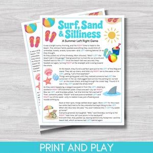 Left Right Beach Game – Summer Party Printable – Surf, Sand & Silliness ...