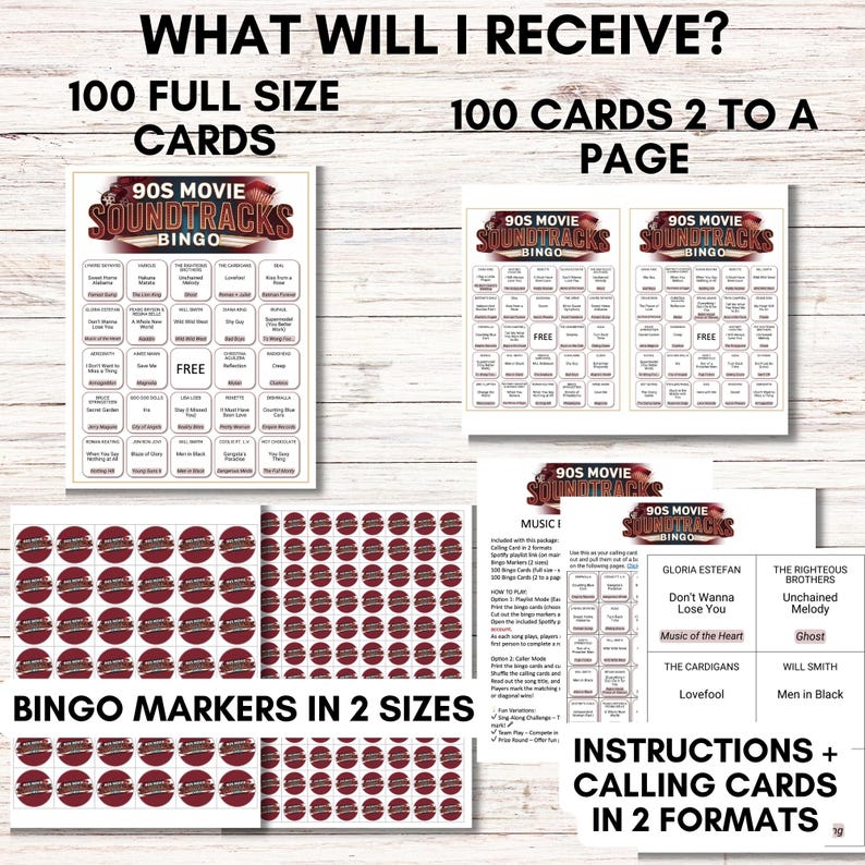 90s Movie Soundtracks Bingo – Printable Music Game With Spotify ...