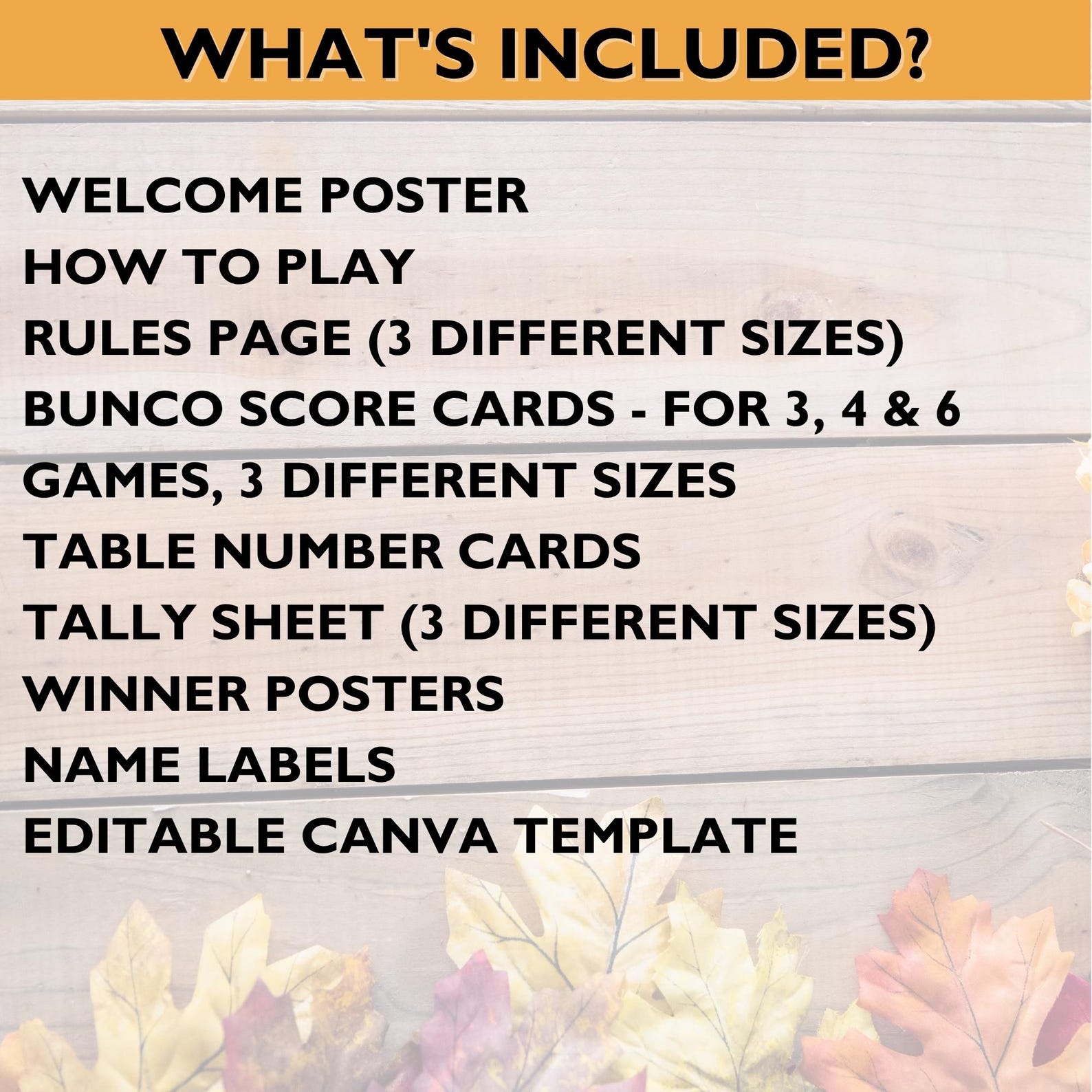 Fall Bunco Cards, Editable Printable Dice Game Set, Watercolor Fall ...