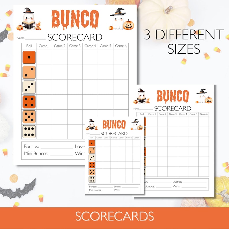 Halloween Bunco Printable Bundle - Score Cards & Tally Sheets for Game ...