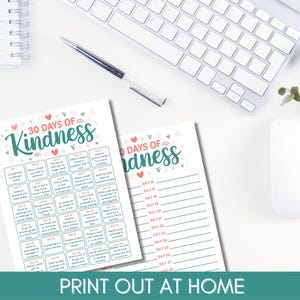 30 Days of Kindness Calendar, Thanksgiving Countdown, Acts of Kindness ...