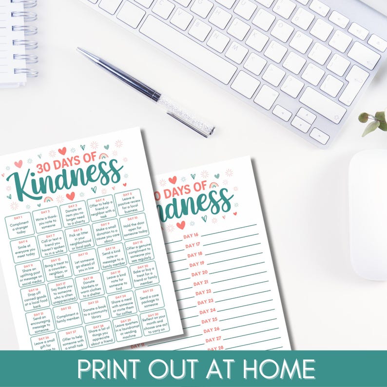 30 Days of Kindness Calendar, Thanksgiving Countdown, Acts of Kindness ...
