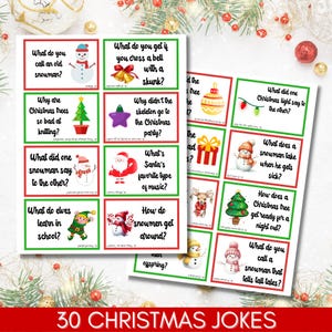 Christmas Joke Advent Cards, Fun Countdown to Christmas, 40 Printable ...