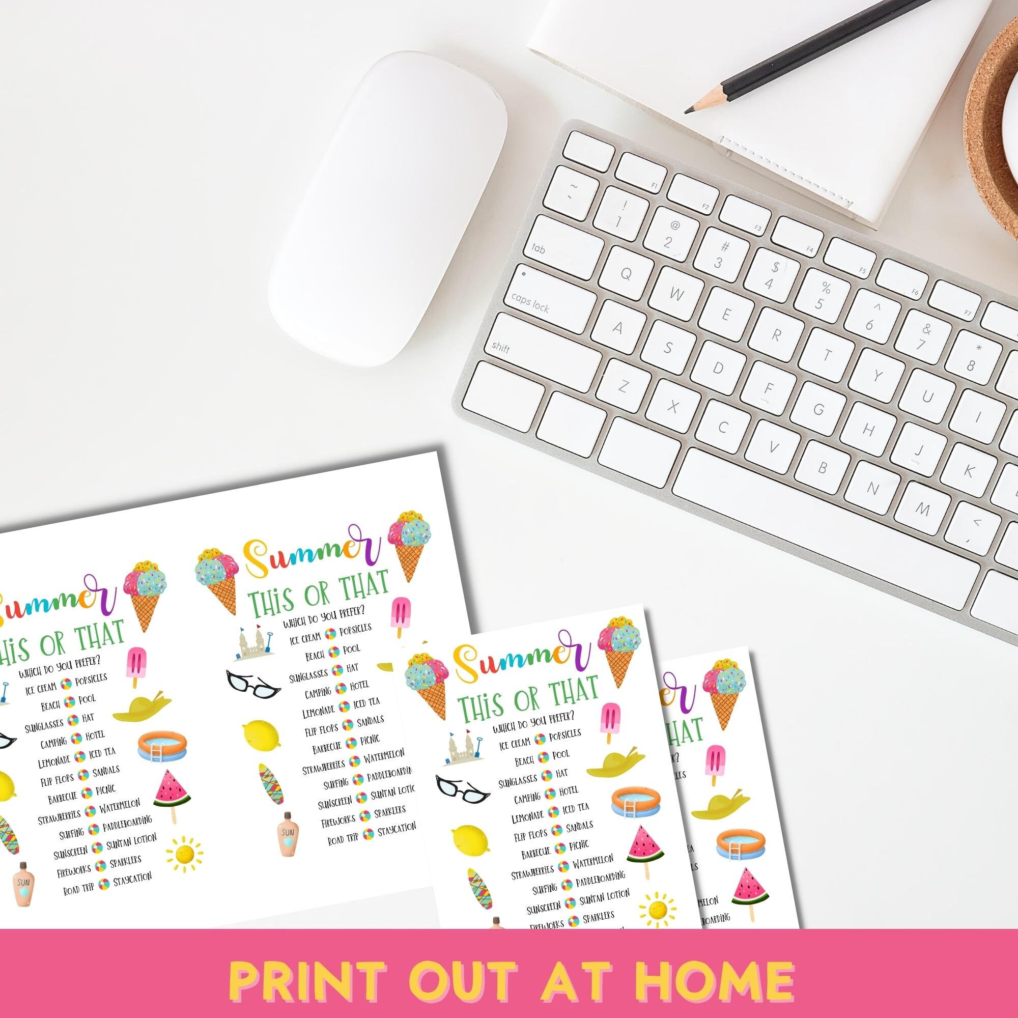 Summer This or That Game, Printable Activity, Pool Party, Family Fun ...