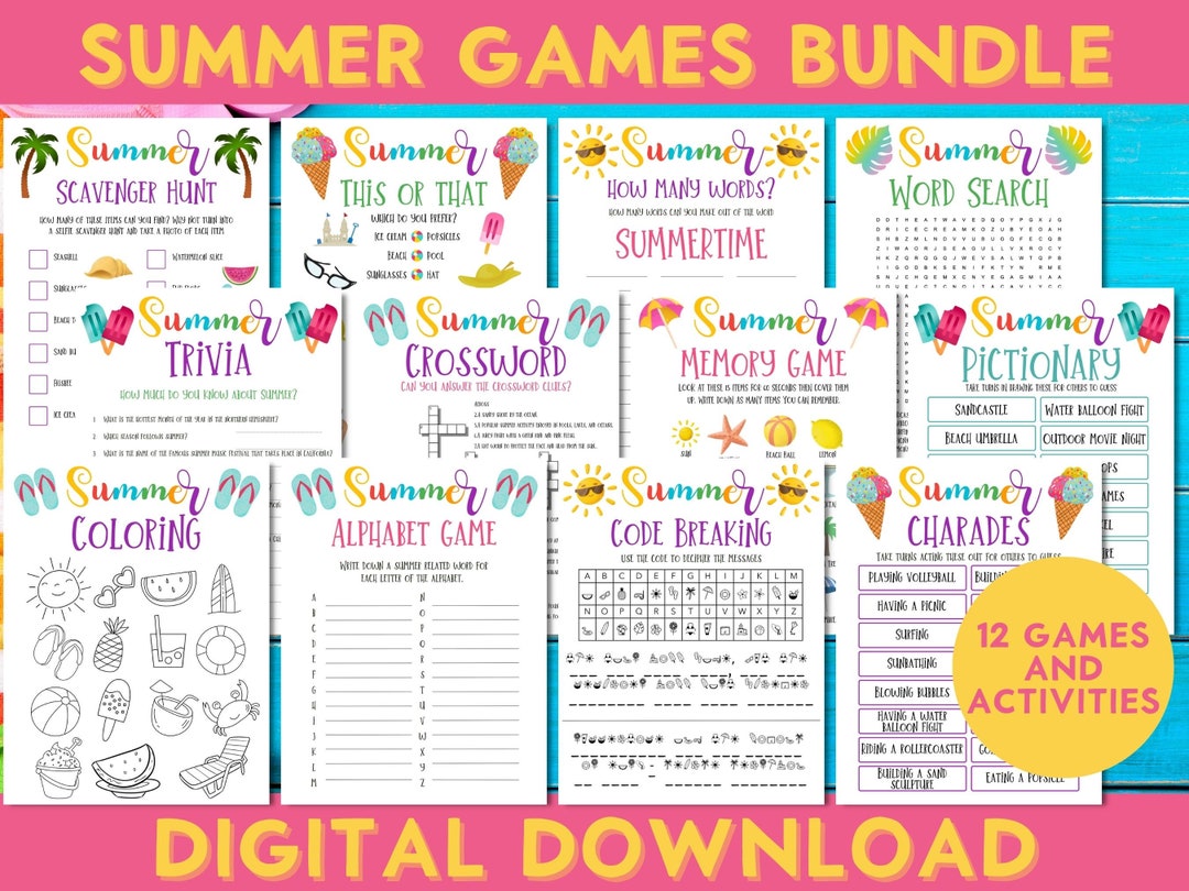 Summer Party Games Bundle 12 Printable Games and Activities - Etsy