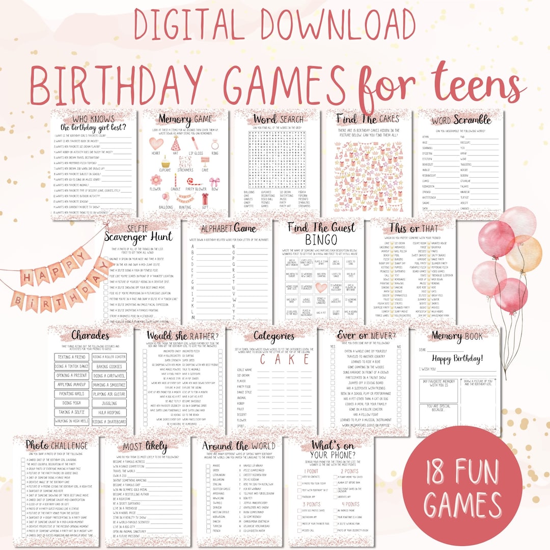 Teen Girl Birthday Party Games, Girls Sleepover Birthday Games, Sweet ...