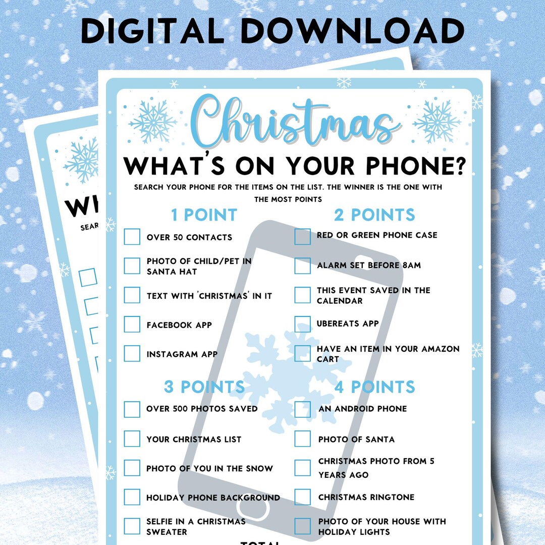 Christmas What's on Your Phone Game, Fun Printable Holiday Party Game ...