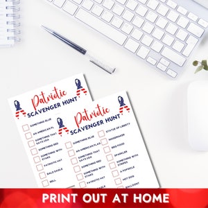 Printable Patriotic Scavenger Hunt Game, Memorial Day, Independence Day ...