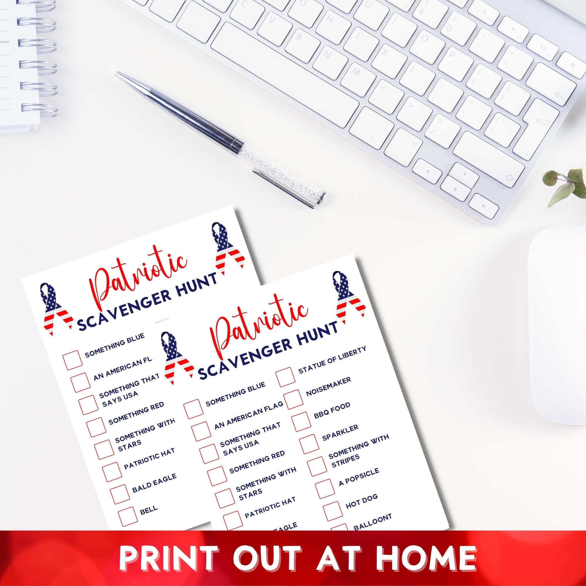 Printable Patriotic Scavenger Hunt Game Memorial Day - Etsy