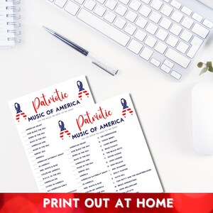 Printable Patriotic Music of America Quiz Game, Family Party Fun ...