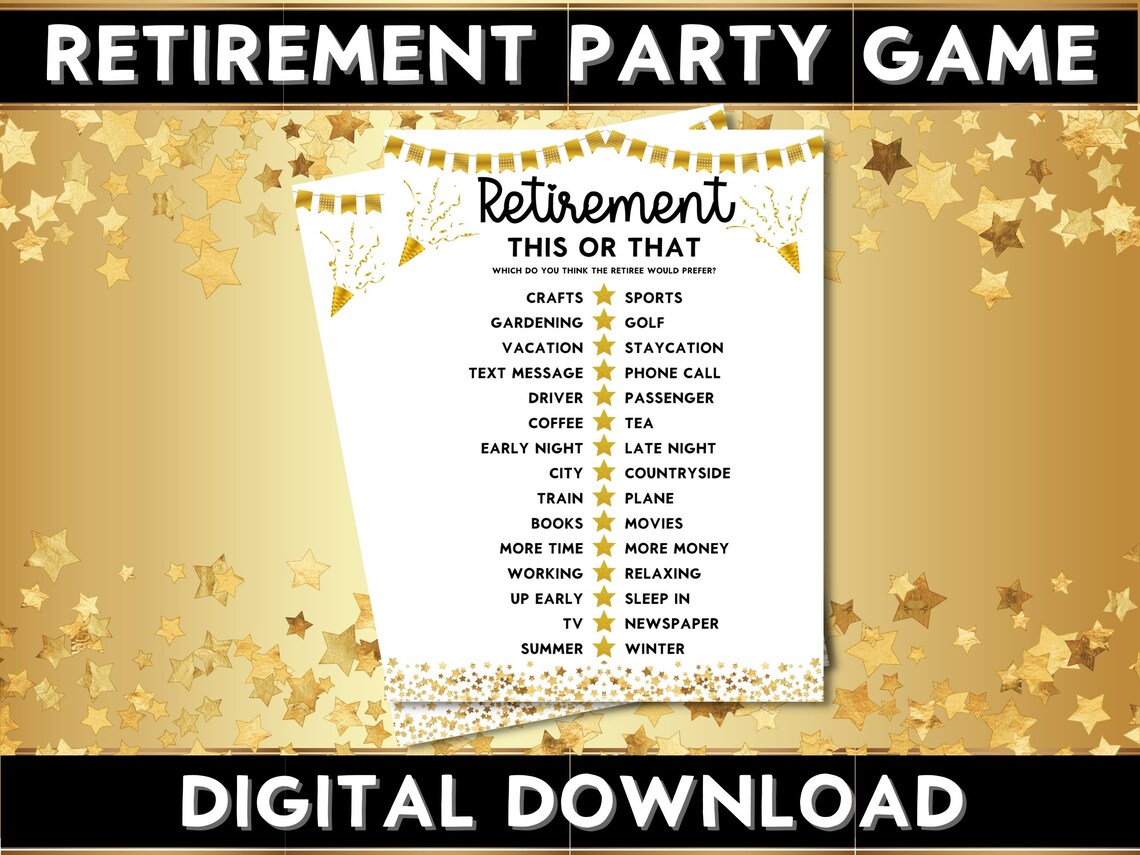 Printable Retirement Party This or That Game, Icebreaker, Work Party ...