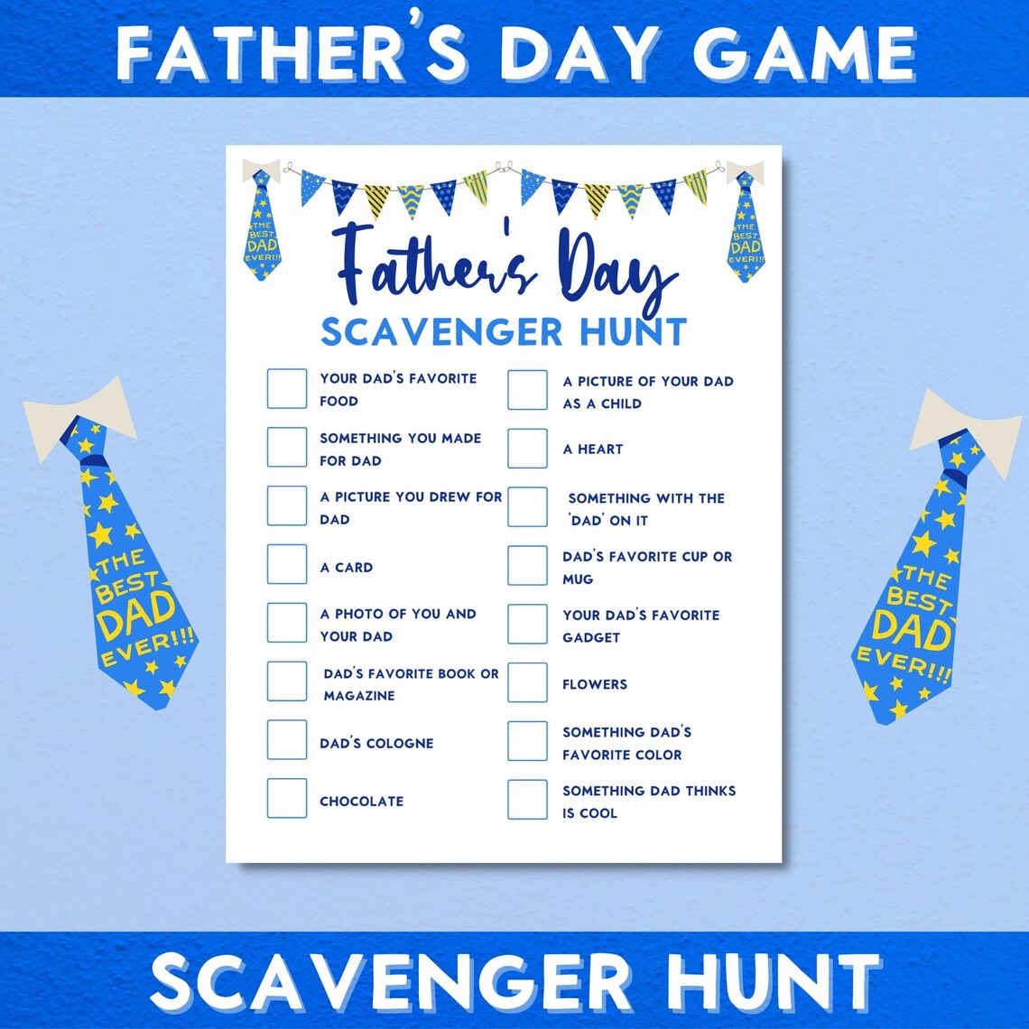 Printable Father's Day Game Father's Day Scavenger - Etsy