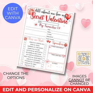 Secret Valentine Gift Exchange Ideas, Editable Template for Parties ...