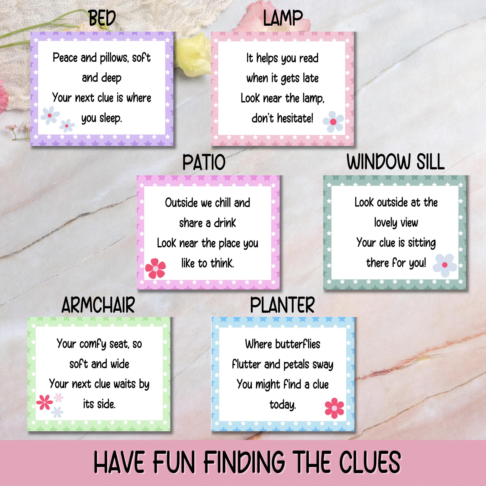 Mother’s Day Scavenger Hunt Printable – 36 Rhyming Clues for Mum – Fun ...