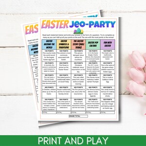 Easter Jeopardy Game, Printable Easter Trivia for Church, School ...