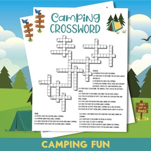 Camping Crossword Puzzle, Printable Camping Trip Game, Summer Camp ...