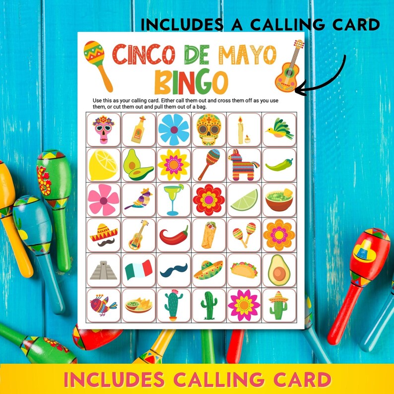 Cinco De Mayo Printable Bingo Game Fiesta Party Family Game - Etsy