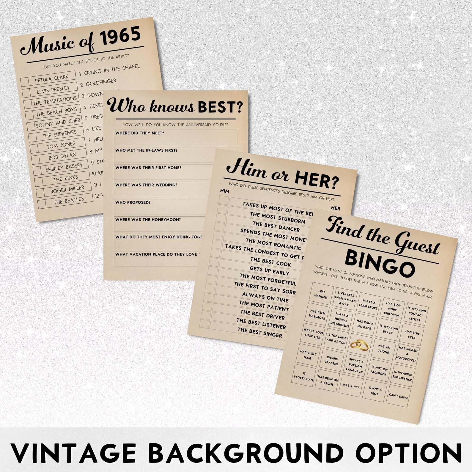 61st Anniversary Party Games, Married in 1965 (instant Download) - Etsy