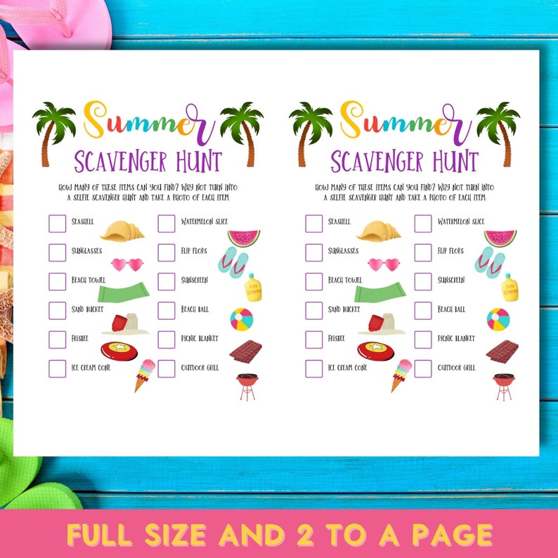 Summer Scavenger Hunt Game Printable Activity Pool Party - Etsy