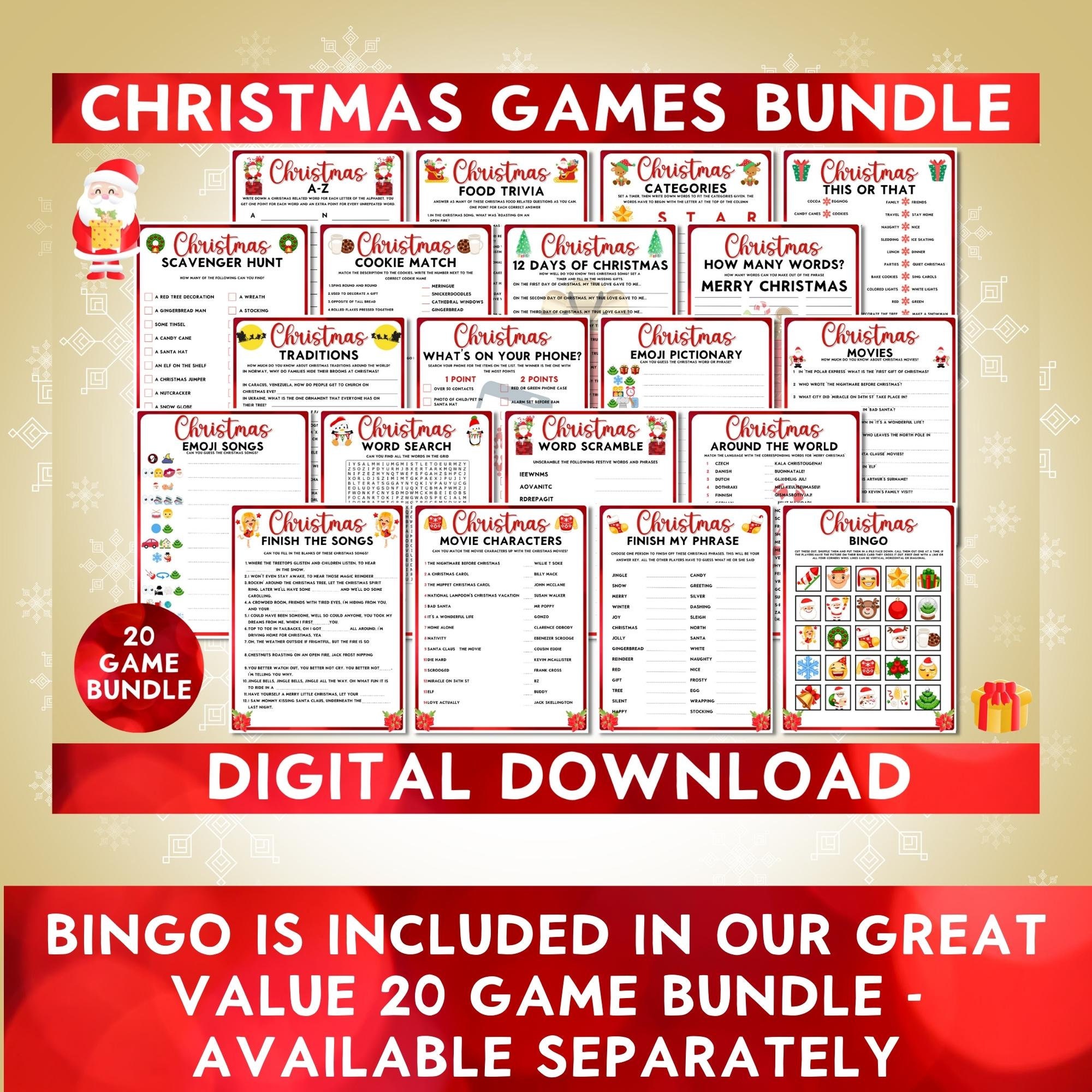 Printable Christmas Bingo Game, Instant Digital Download, 30 Unique ...
