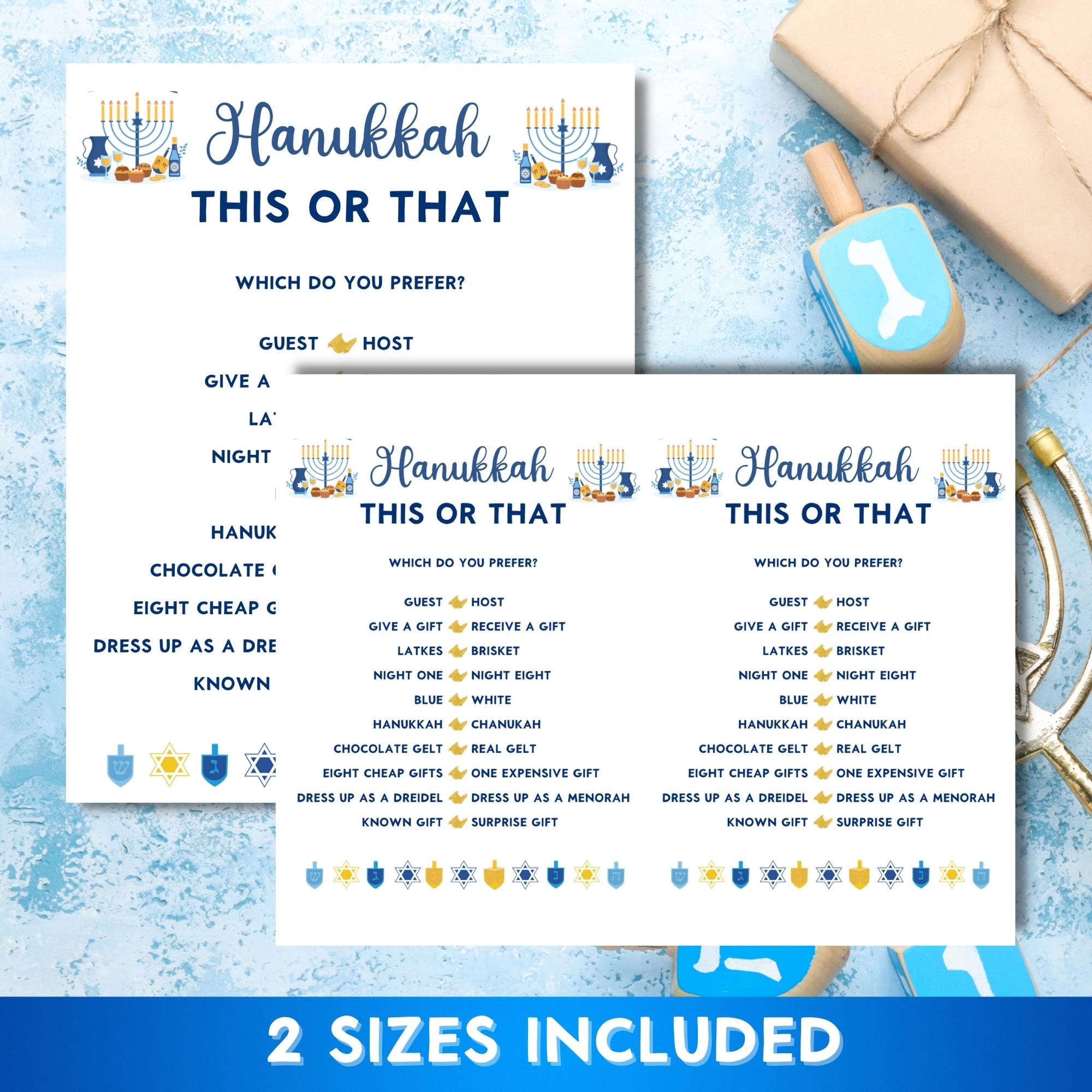 Printable Hanukkah This or That Game Digital Download Party - Etsy