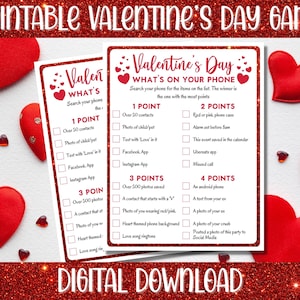 Printable Valentine's Day What's on Your Phone Party Game, Instant ...