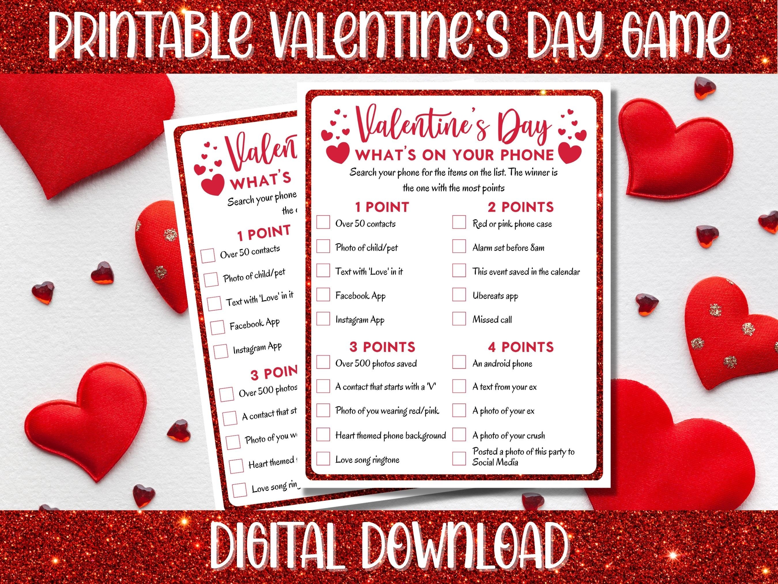 Printable Valentine's Day What's on Your Phone Party - Etsy