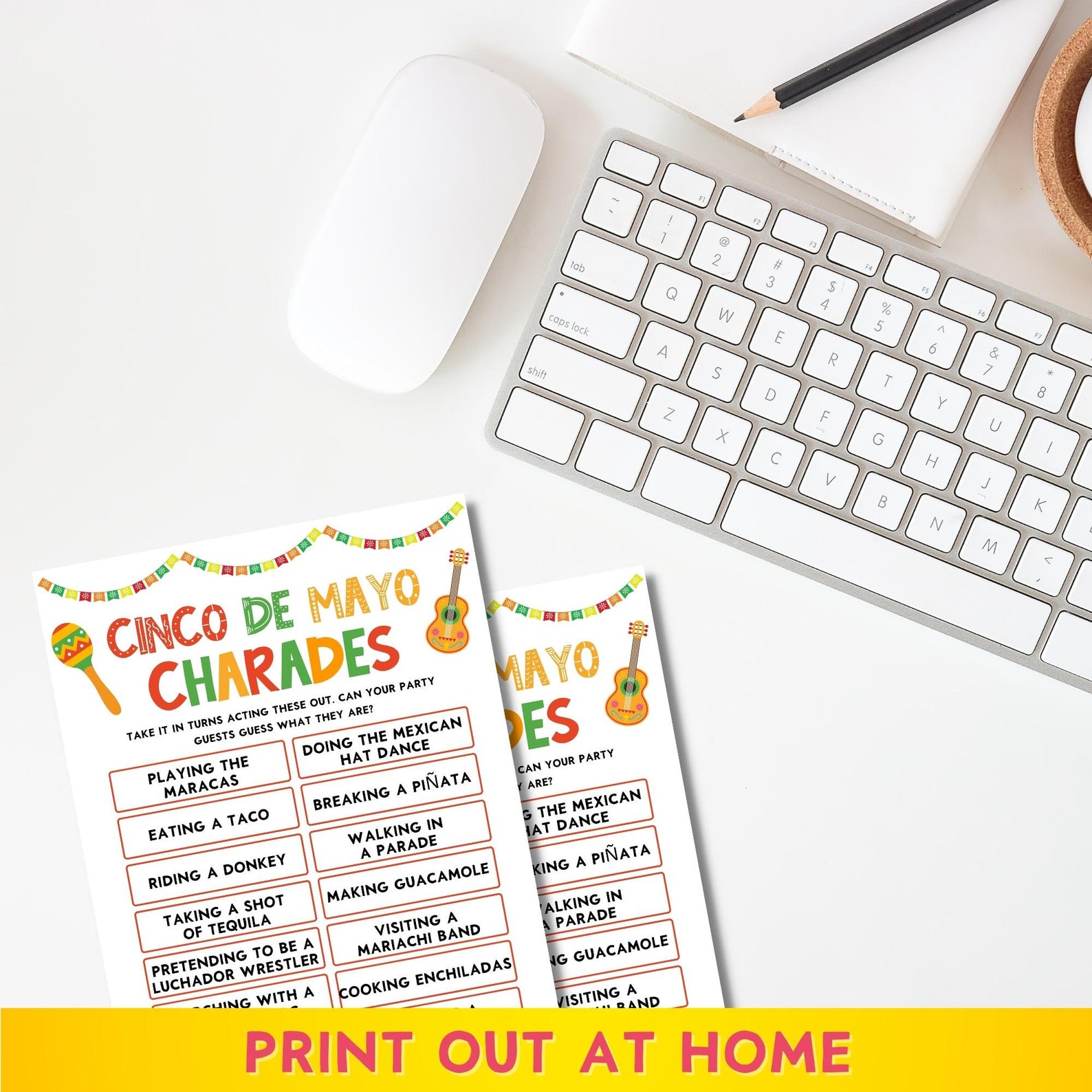 Cinco De Mayo Printable Charades Game, Fiesta Party, Family Game Night ...