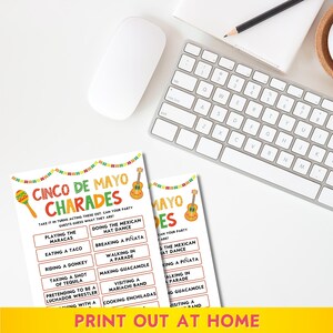 Cinco De Mayo Printable Charades Game, Fiesta Party, Family Game Night ...